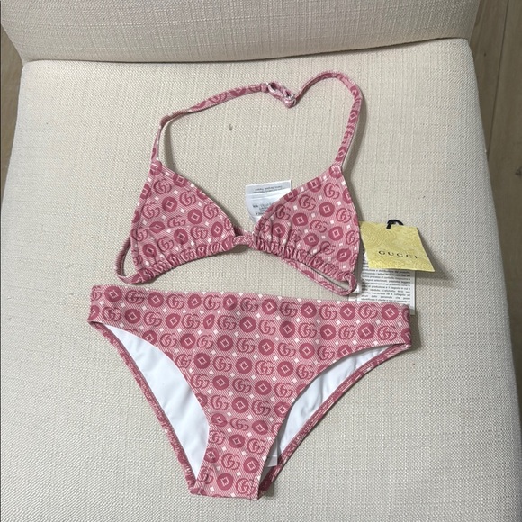 Gucci | Swim | Gucci Pink And White Geometric Bikini | Poshmark